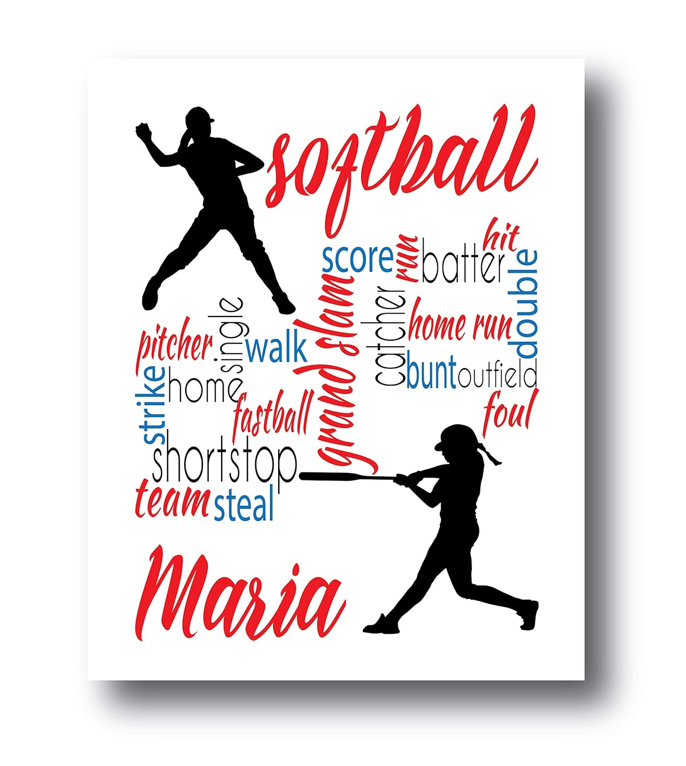 Amazon.com: Softball Personalized Gifts For Girls, Choose Colors ...