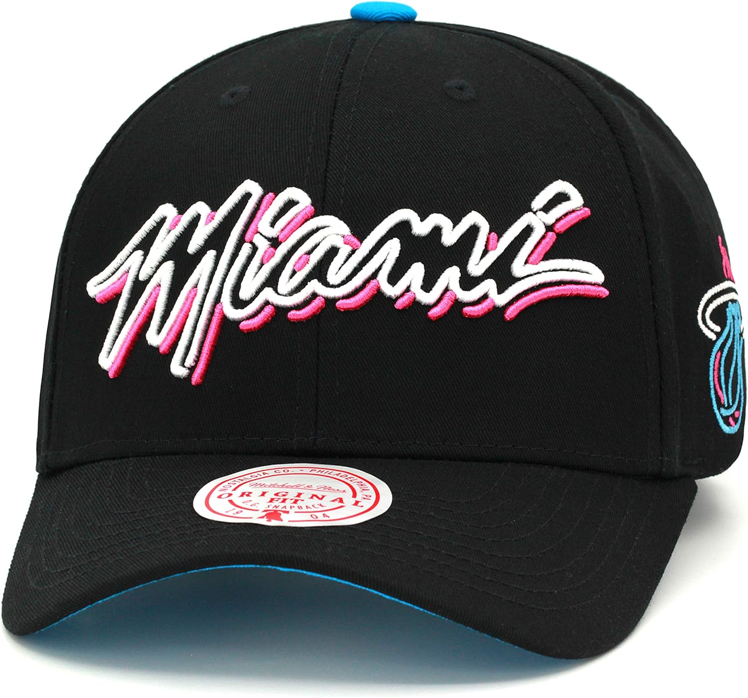 Mitchell & Ness Miami Heat Neon Vice Curved Brim Snapback Hat Cap ...