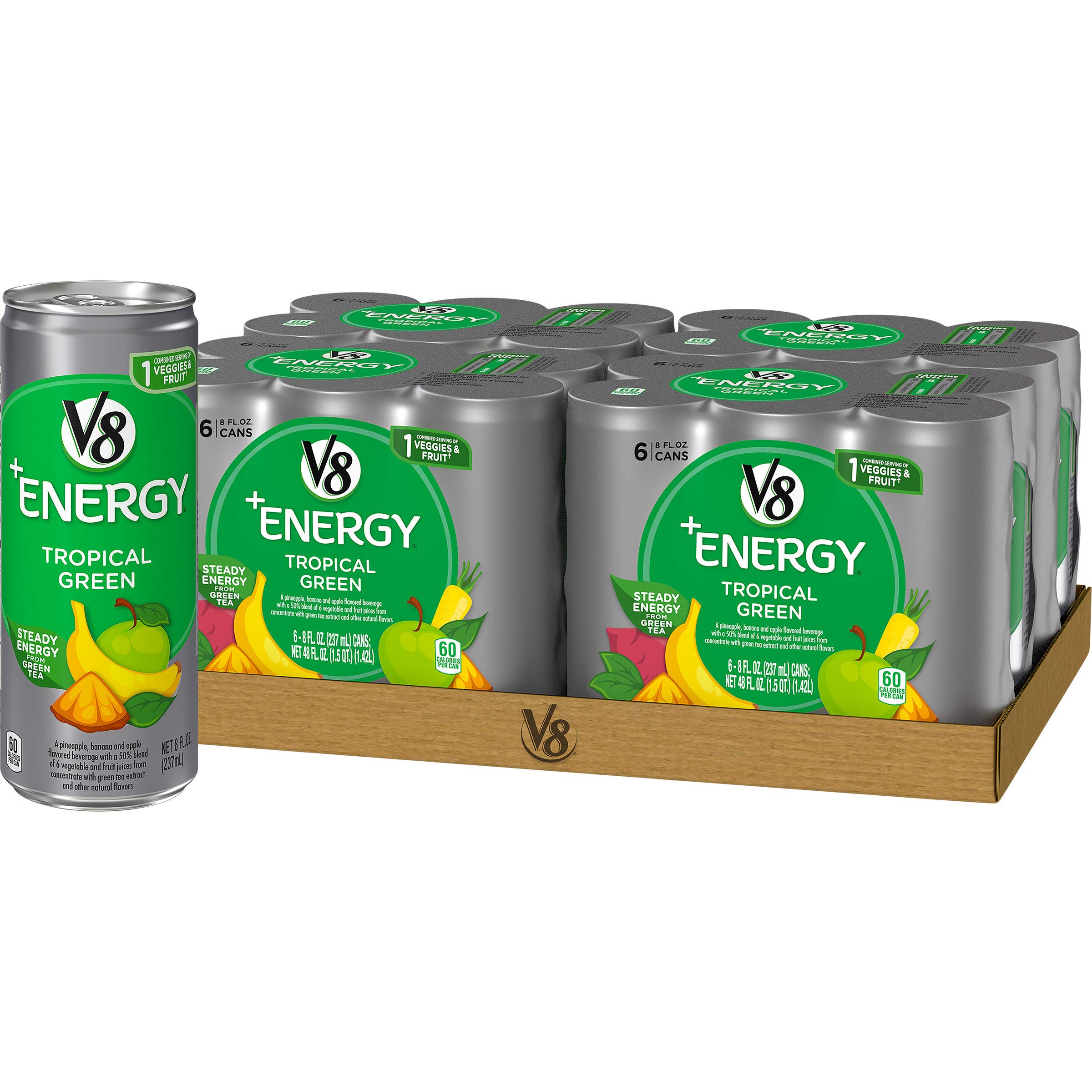Amazon.com : V8 +Energy, Juice Drink with Green Tea, Strawberry Banana ...