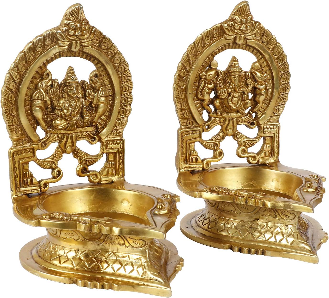 Buy Kartique Brass Diyas for Puja : Laxmi Ganesh Oil Lamp Diya Set of 2 ...