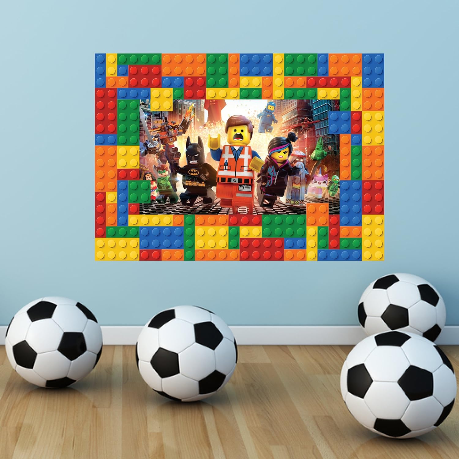 Emmet Lego Movie Bricks Frame Full Multi Colour Wall Art Sticker Decal ...