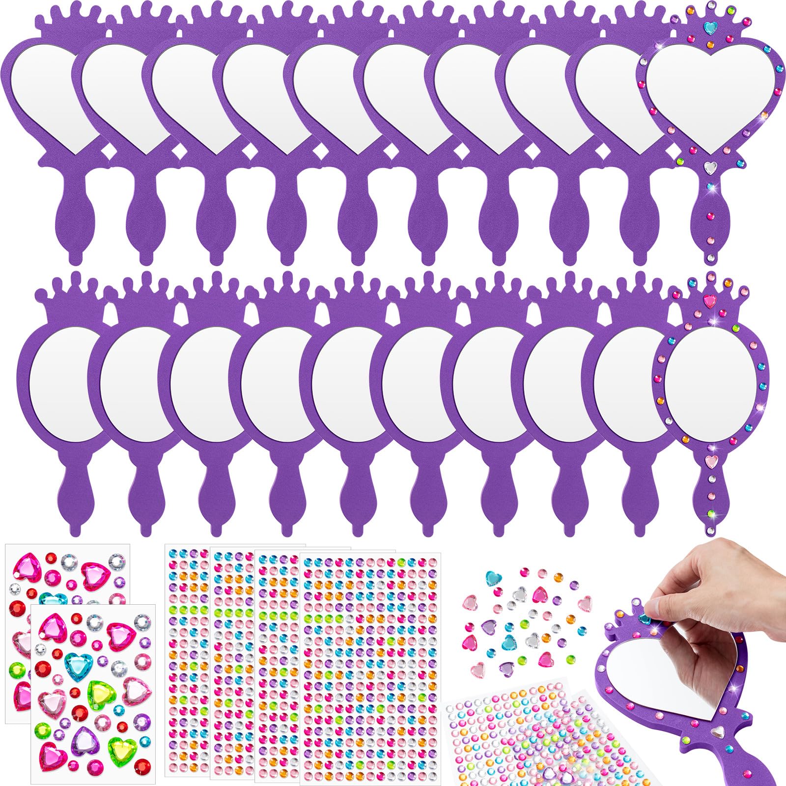 Geetery 20 Pcs Unbreakable Kids Mirror DIY Decorate Your Own Princess ...