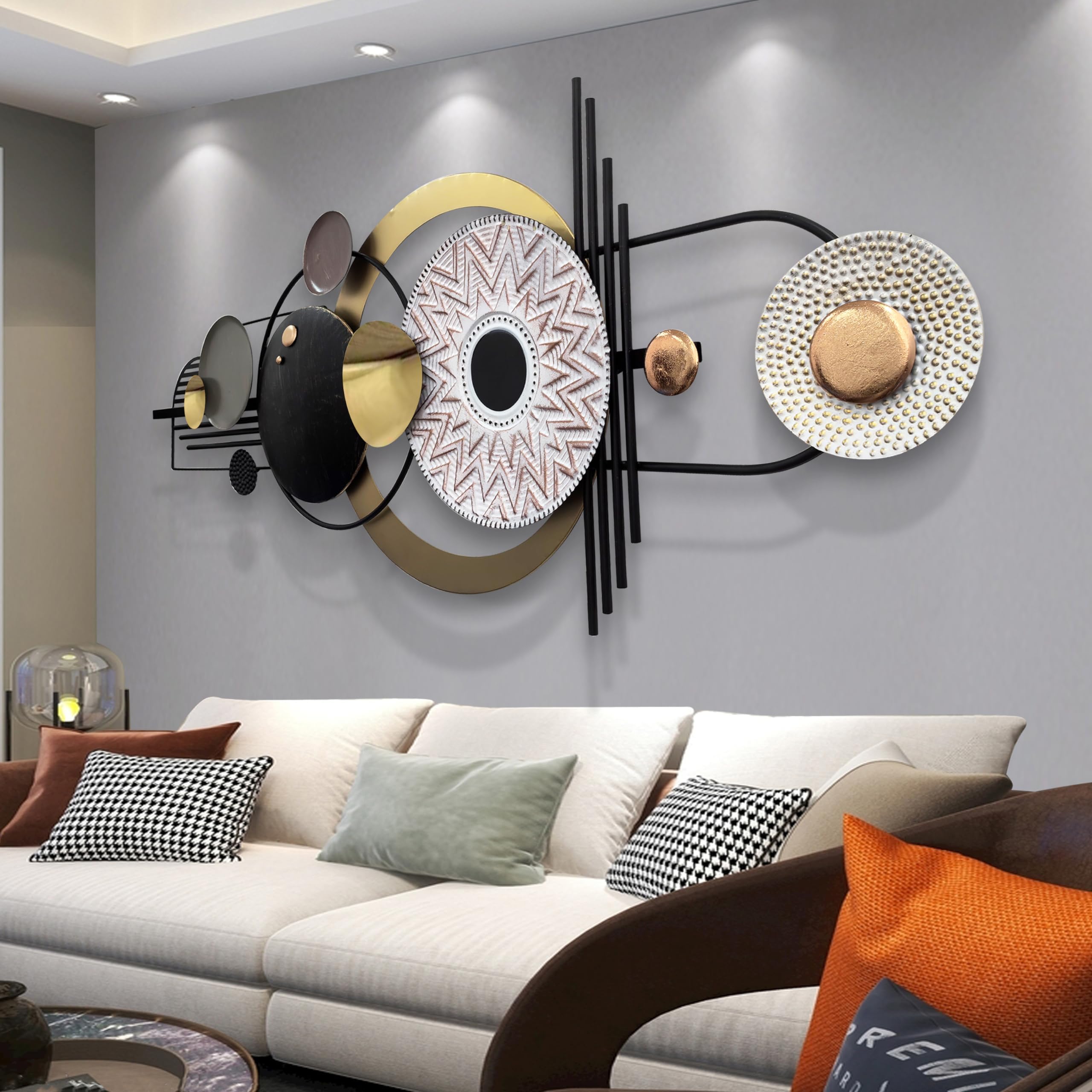 ERMOFAV Wall Decor,Modern Creative Metal Geometric Circular Decor Wall ...