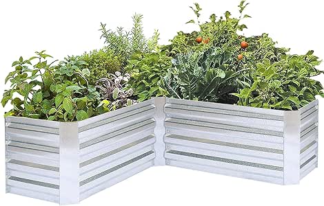 Amazon.com: FOYUEE L-Shaped Galvanized Steel Planter Box Corner Raised ...