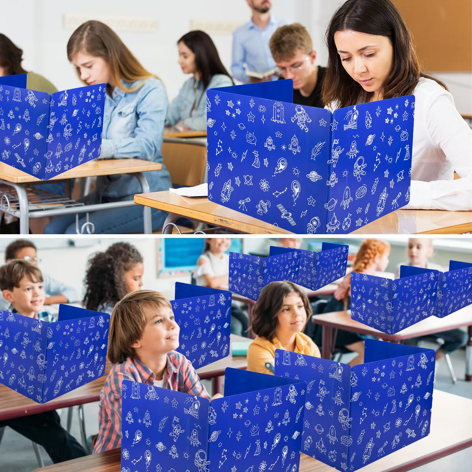 25-Pack Desk Dividers For Students, 3-Fold Privacy Screens, Durable ...