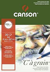 Bloc Encolado, A4, 30 Hojas, Canson C à Grain, Grano Fino 224g: Amazon ...