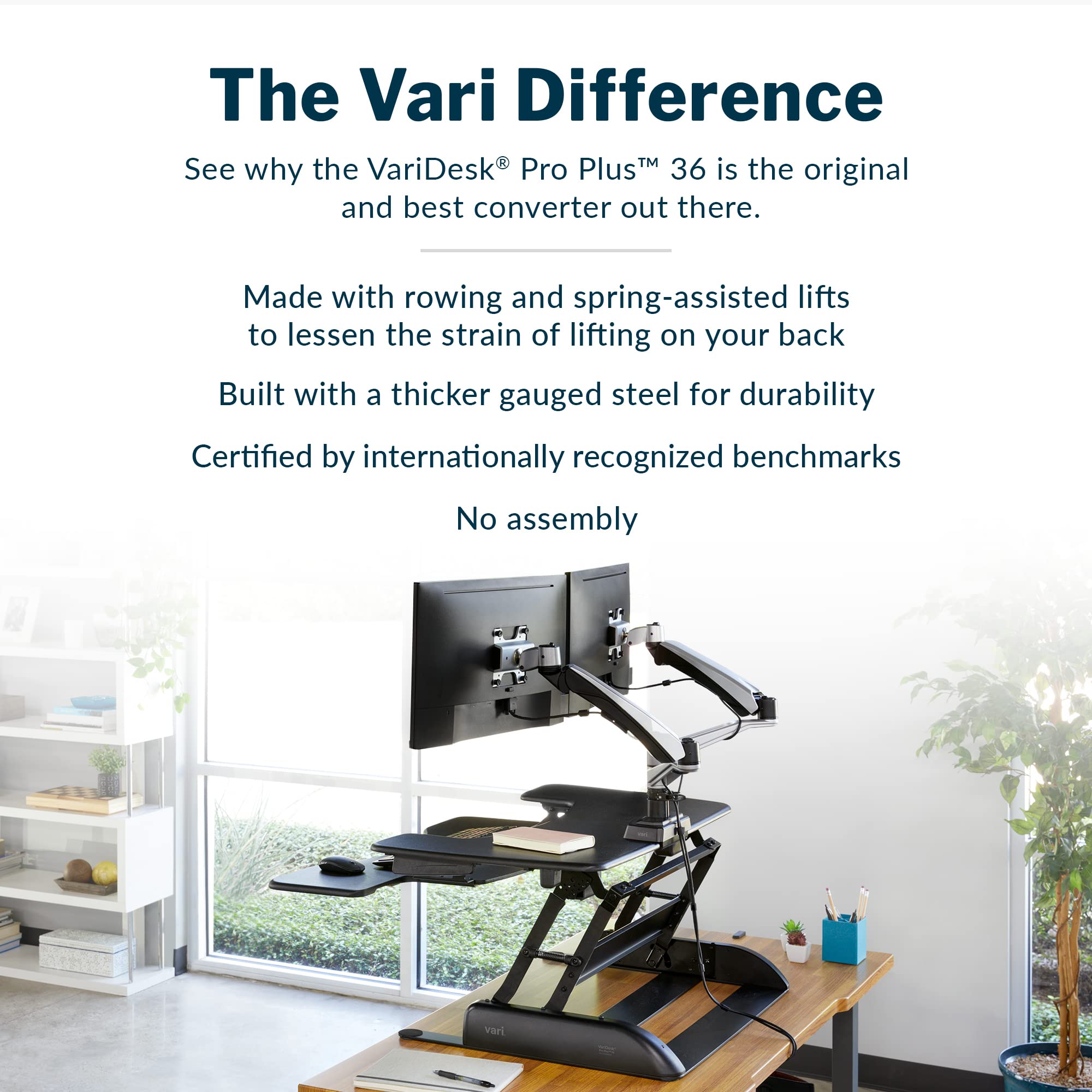 Vari - VariDesk Pro Plus 36 - Dual Monitor Standing Desk Converter ...