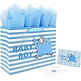 Amazon.com: 13" Large Blue Gift Bag Set with Greeting Card and Tissue ...