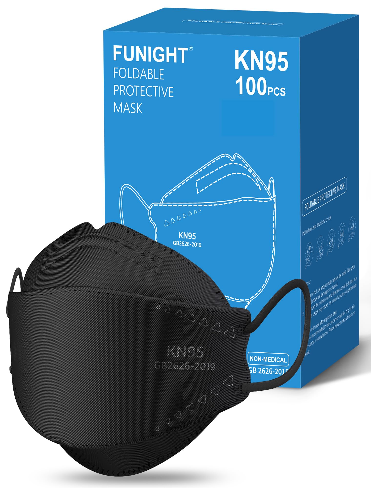 Funight KN95 Face Mask 100 PACK BLACK for sale | Katy, TX | Nellis Auction
