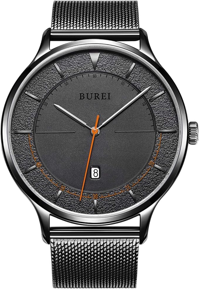 BUREI Unisex Reloj Ultra Delgado Minimalista Relojes de Pulsera con ...
