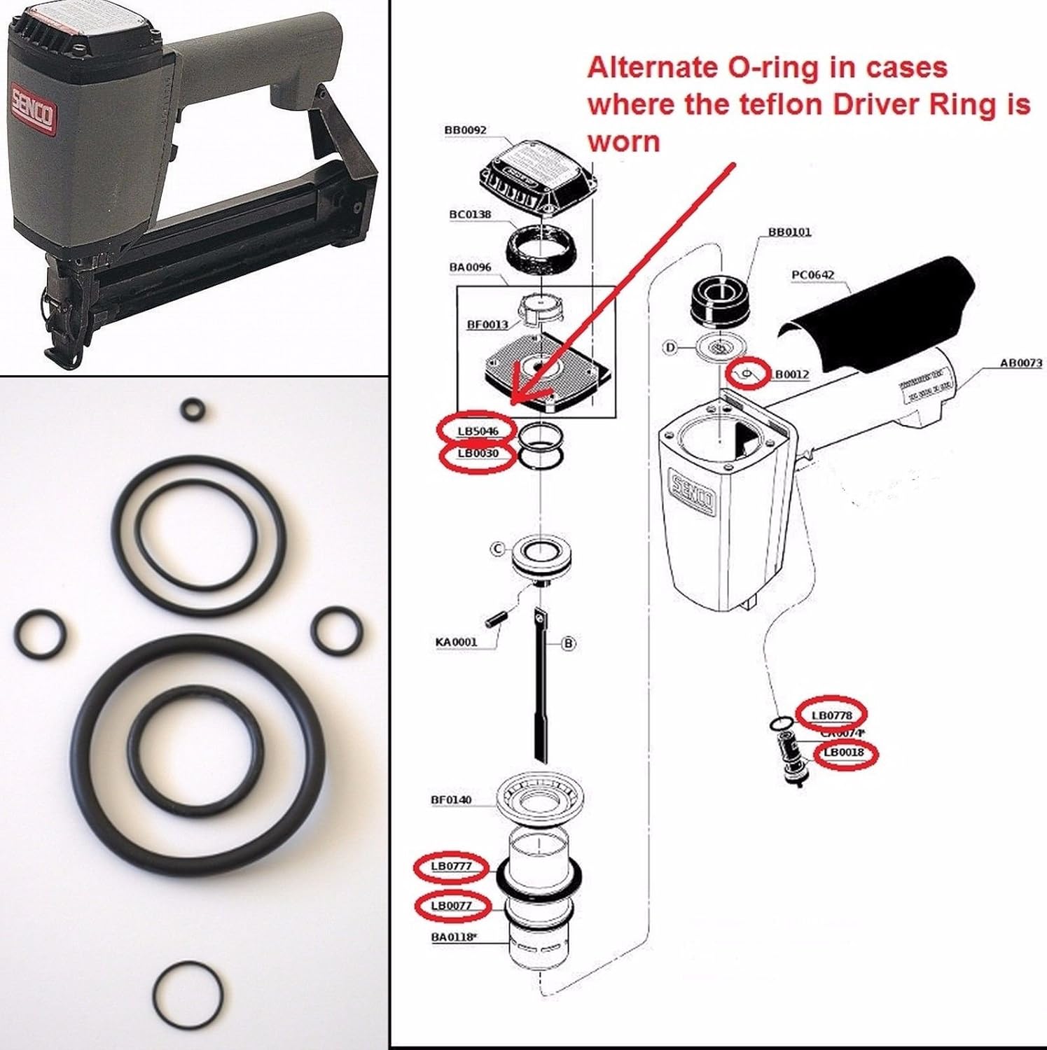 New O-ring Replacement Rebuild Kit For Senco SFN1 Finish Nailer ...