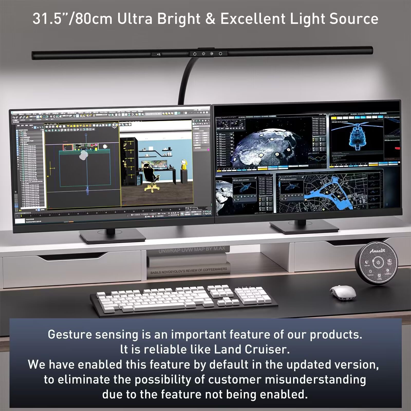 Mua Desk Lamp 31.5" W, Desk Lamp for Home Office, Gesture Sensing Desk ...