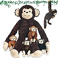 Amazon.com: 5 PCS Monkey Stuffed Animals with Babies Inside, Mommy and Baby Monkeys Plush in ...