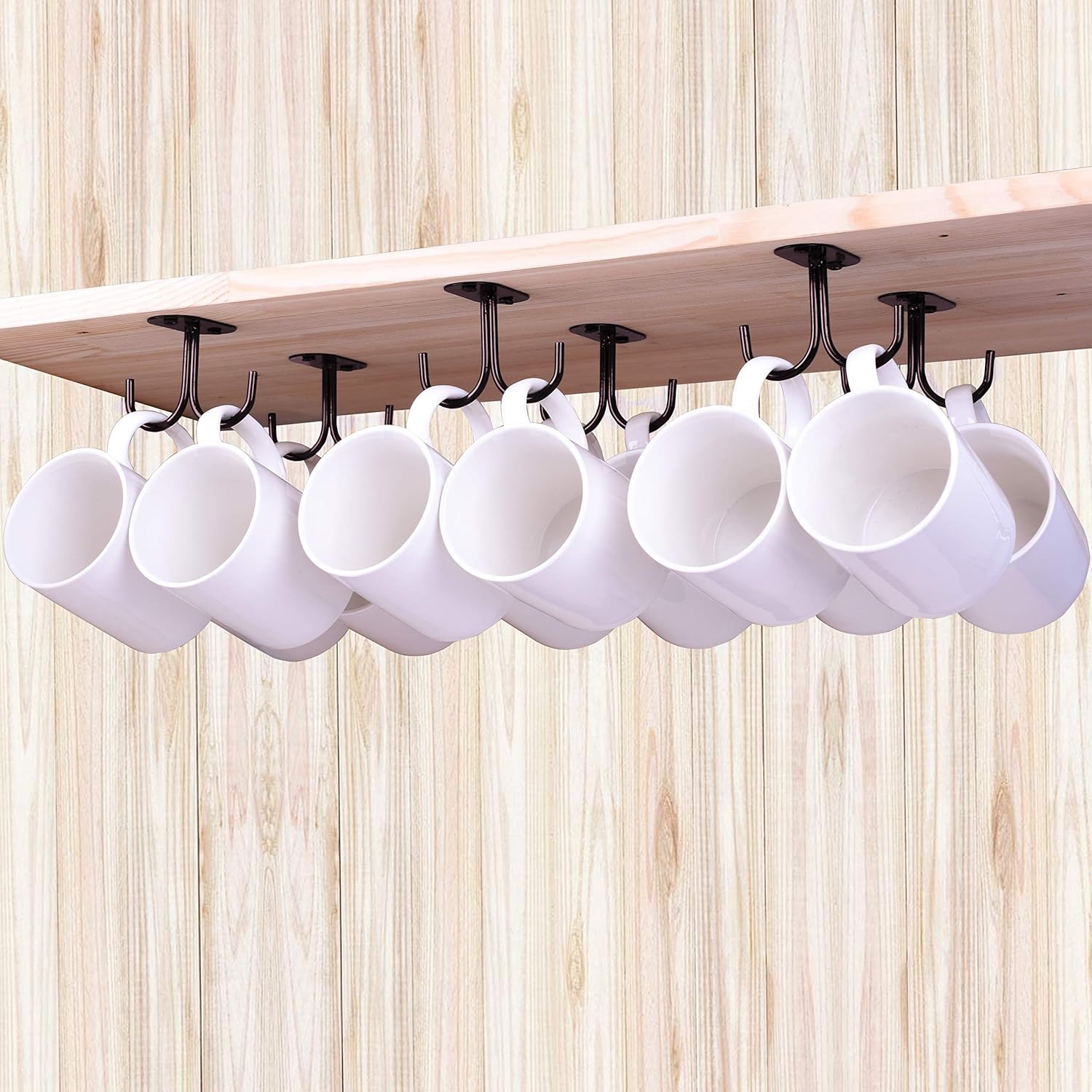 Amazon.com - LEVOSHUA Mug Holder, 12 Cabinet Hook Mug Rack, Coffee Cup ...