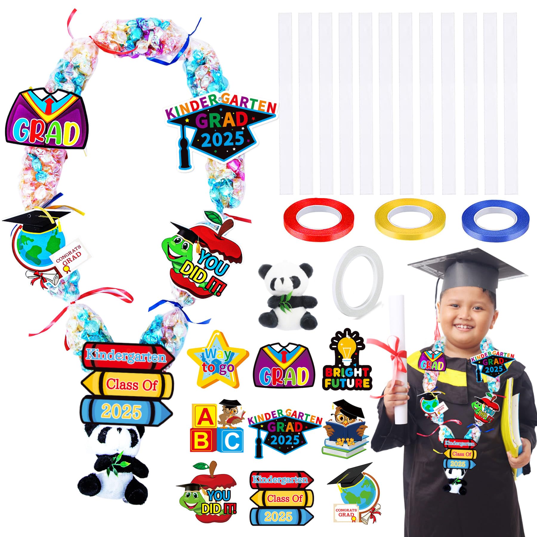 Candy Leis for Graduation 2025, 12 Pcs Candy Lei Tubing 2.8 x 51 Inch ...