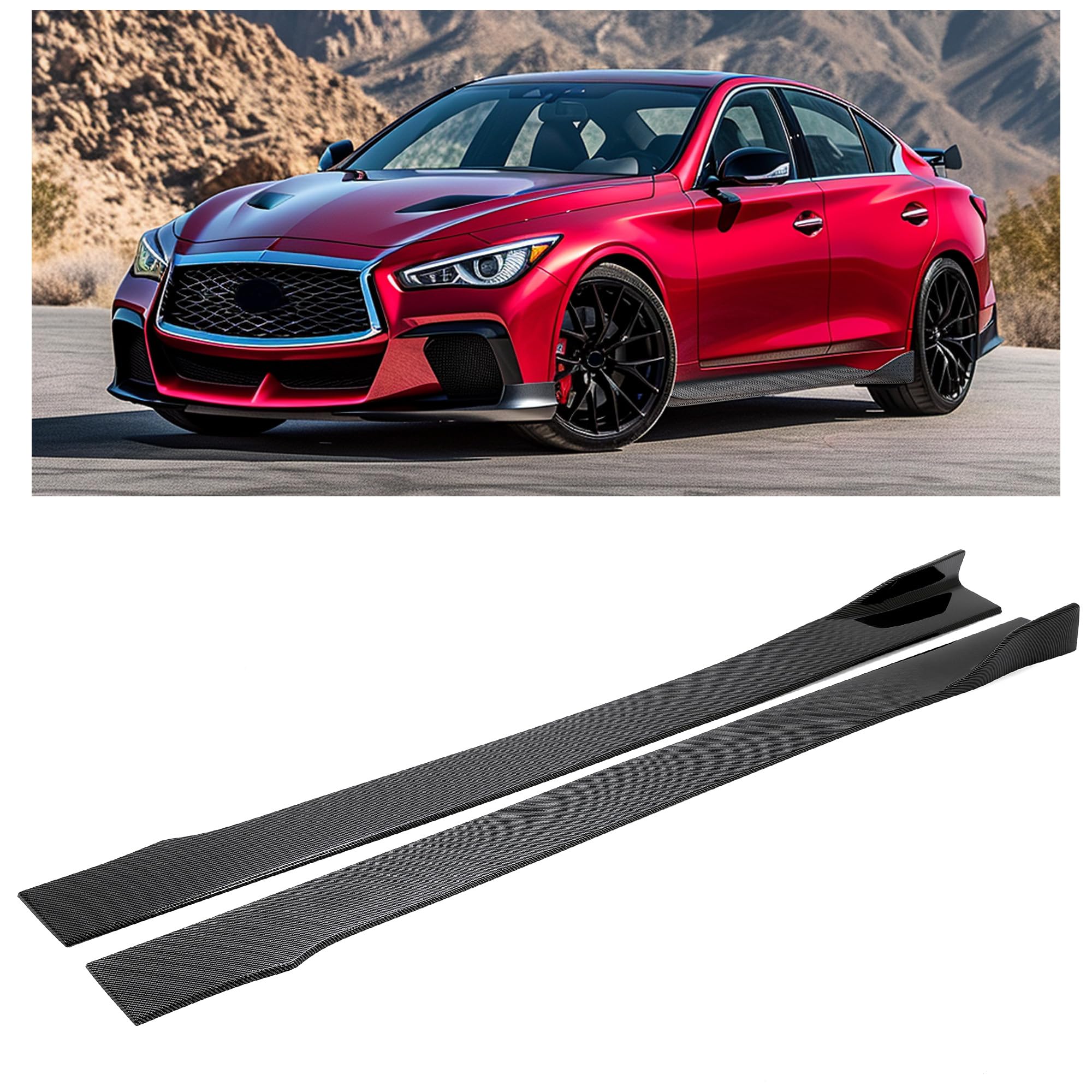 HECASA Pair Side Skirt Body Kit Replacement Compatible with 2014-2023 ...