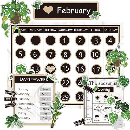 Boho Greenery Calendar Bulletin Board Set Simply CTP Bulletin Board ...