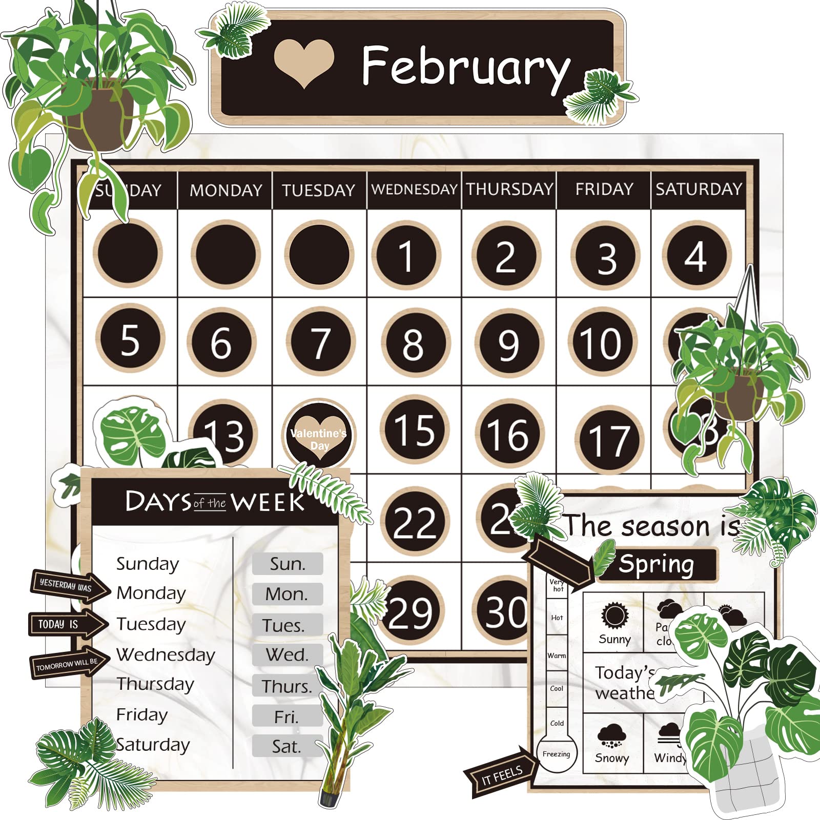 Mua Boho Greenery Calendar Bulletin Board Set Simply CTP Bulletin Board ...