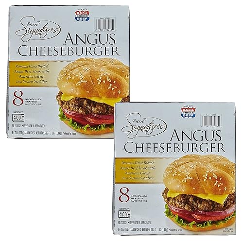 Pierre Signatures Angus Cheeseburger - Premium Flame-Broiled Angus Beef ...