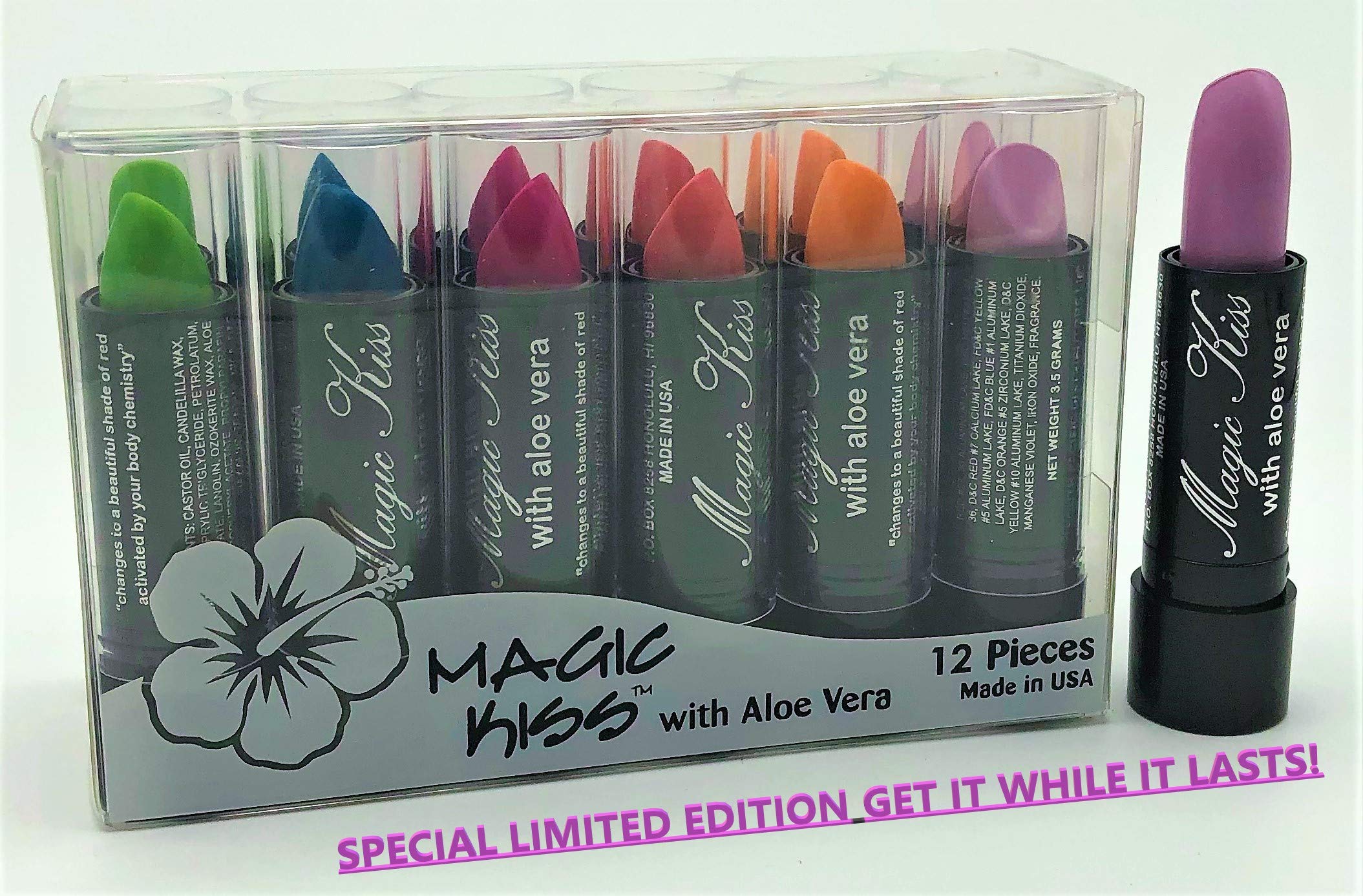 Amazon.com : Magic Kiss Lipstick Set Aloe Vera Color Changing Green ...