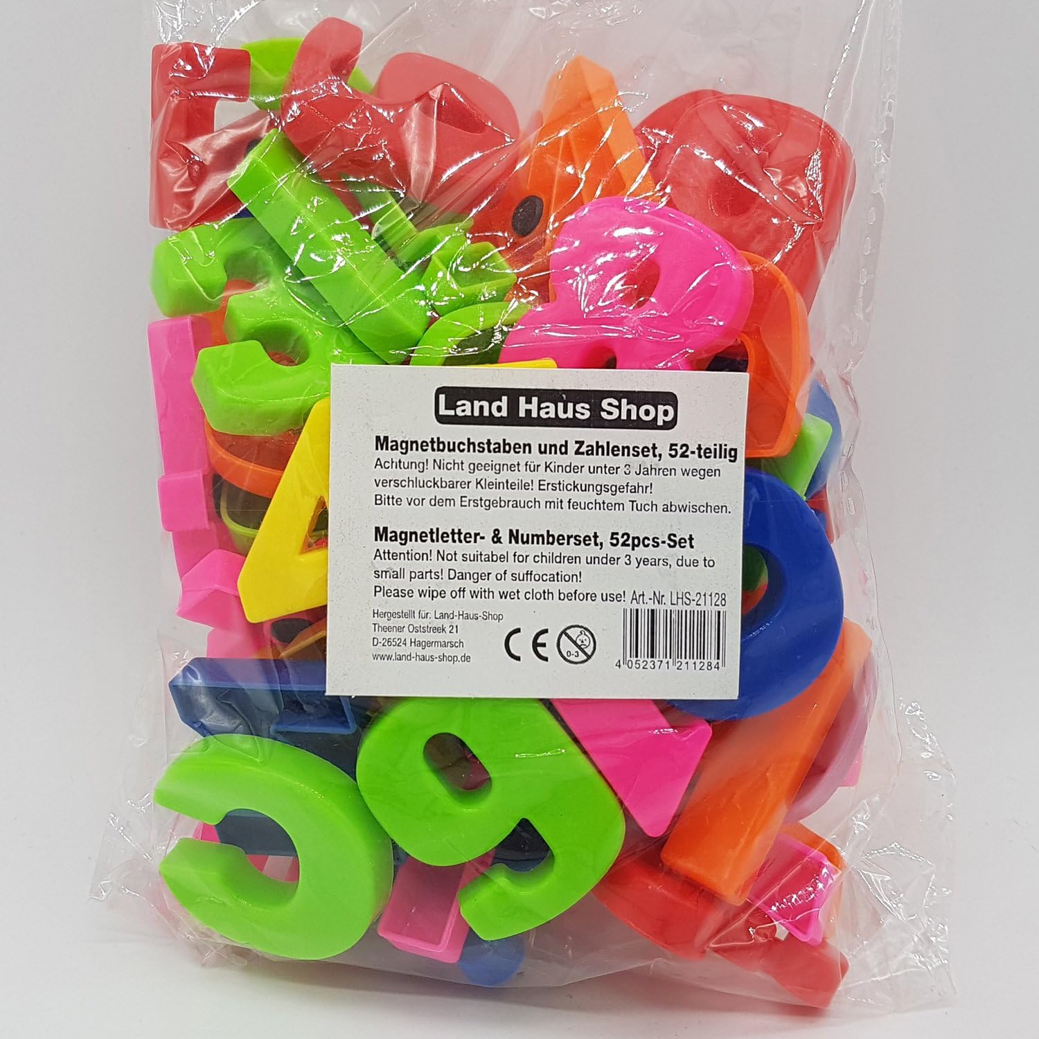 Magnetic Letters and magnetic numbers SET 52 Pieces Bright Colours ...