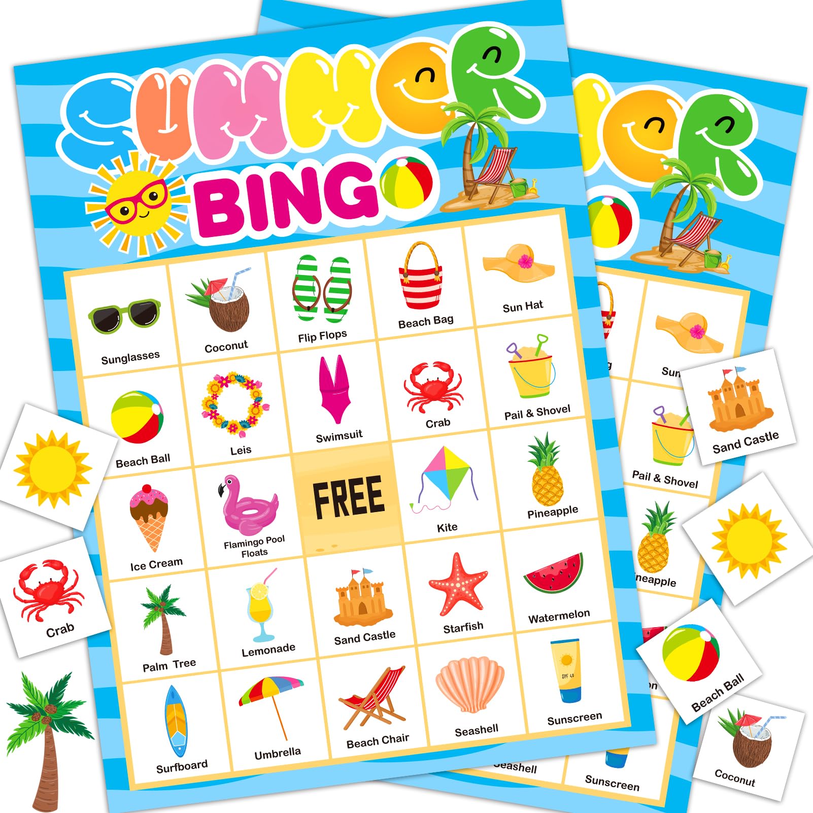 jkhycf Summer Party Games Summer Bingo Game for Kids Pool Party Favors ...