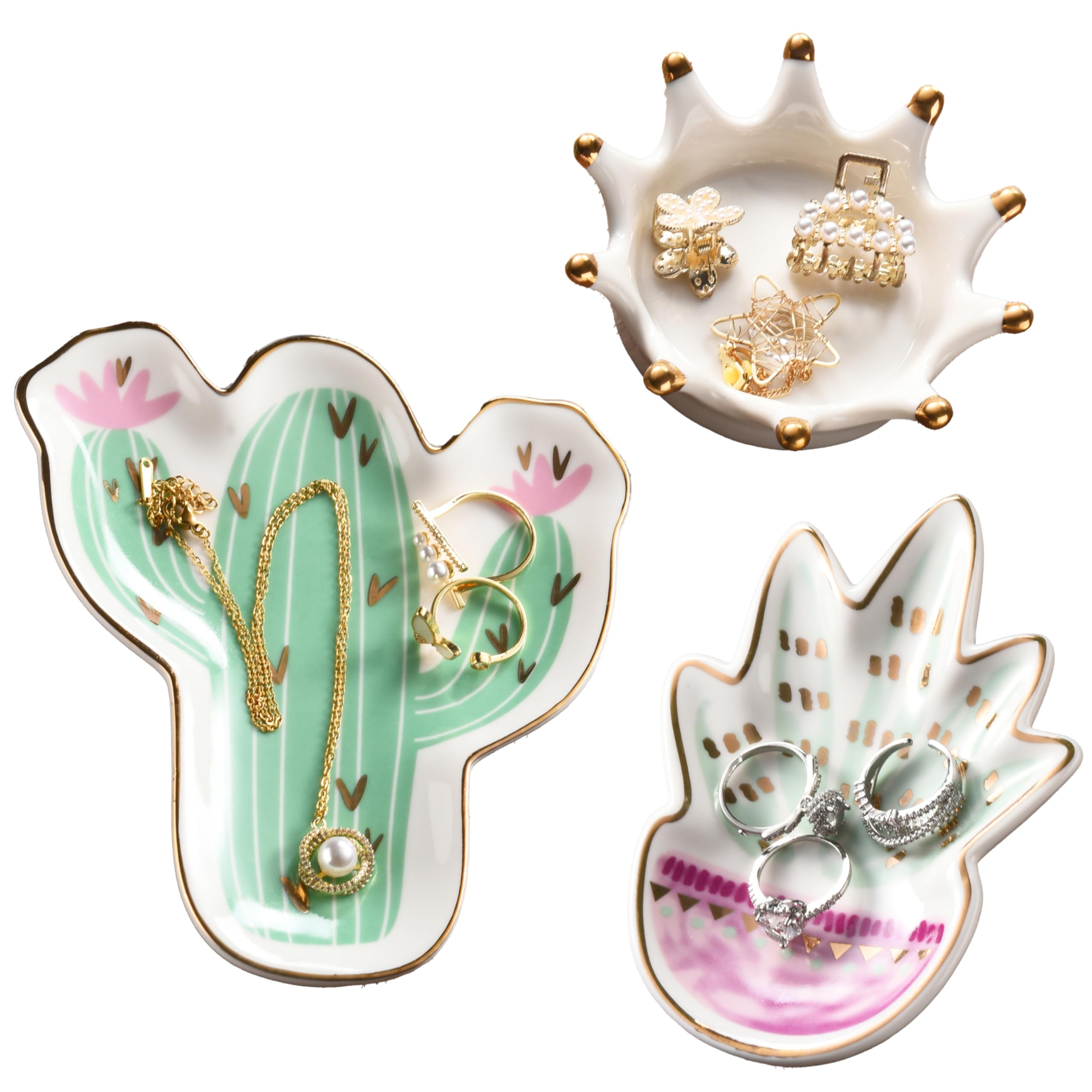 WHOLE HOUSEWARES Jewelry Dish 3pcs - Ceramic Jewelry Tray - Small ...