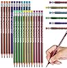 Outus 24 Pieces Triangular Grip Pencils with Eraser HB Pencil for Kids ...