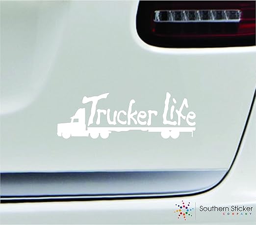 Amazon.com: Trucker life 18 wheeler 7x2.4 white driving roads highway ...