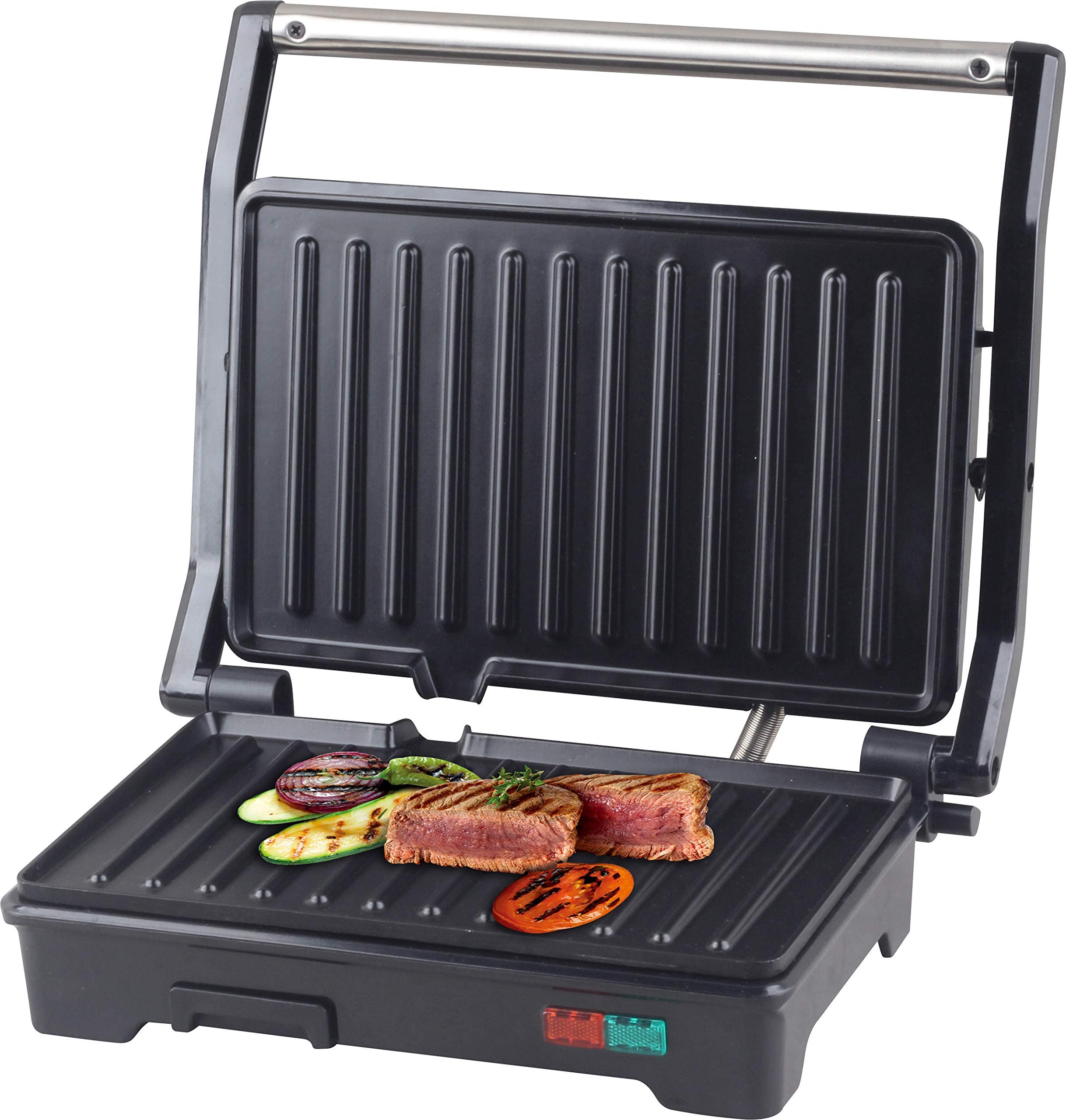 Panini Press Grill and Sandwich Maker 180 Degree Open Ceramic Plates ...