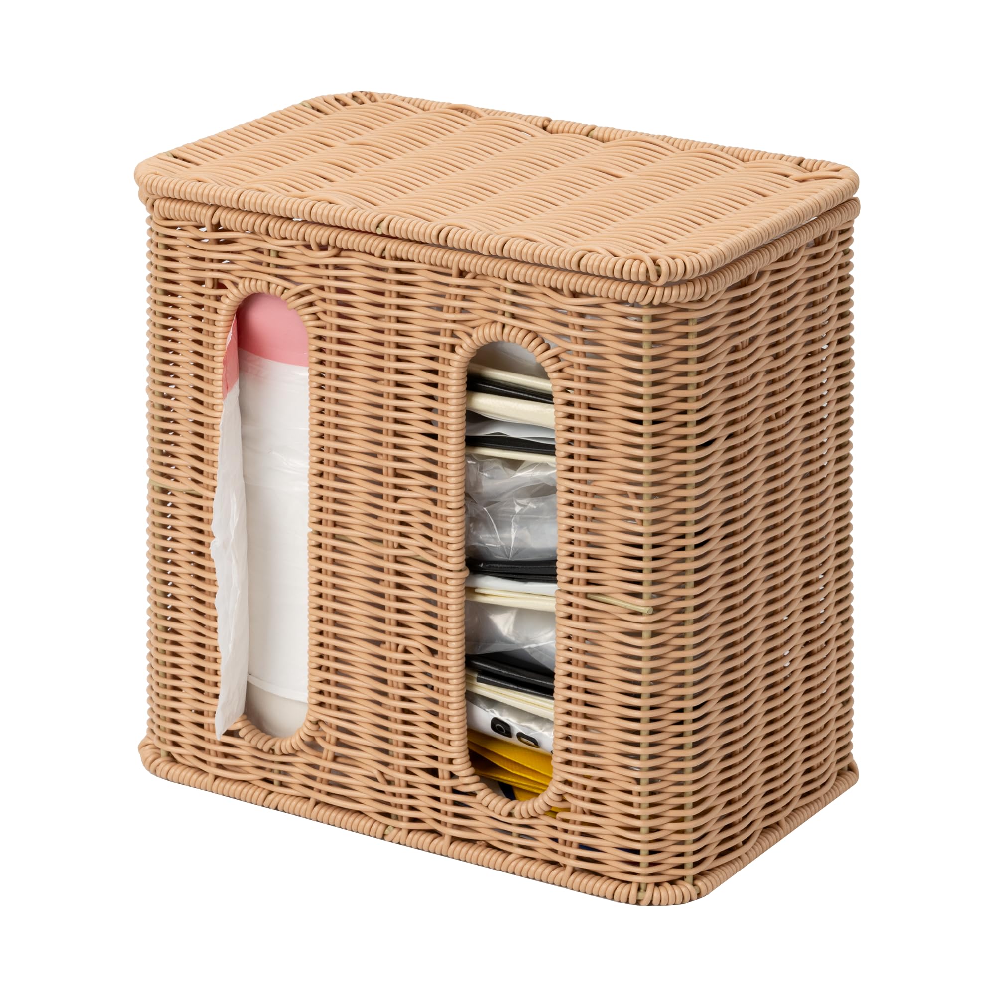 GRANNY SAYS Grocery Bag Holder Adhesive, Wicker Trash Bag Dispenser ...