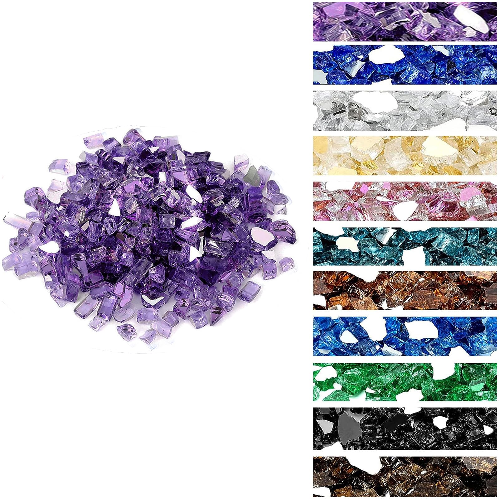 onlyfire 10 Pounds Fire Glass for Propane Fire Pit, 1/2 Inch Reflective ...