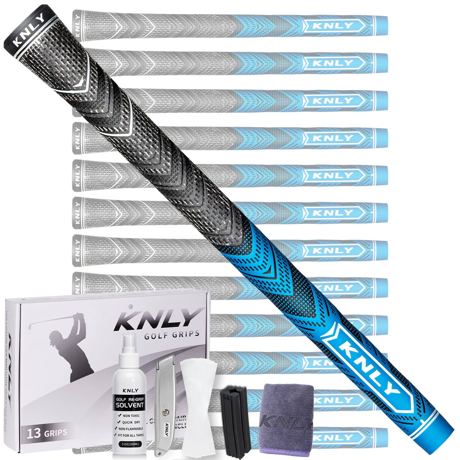 Knly Golf Grips Set of 13,High Feedback Multi-Compound Golf Club Grips ...