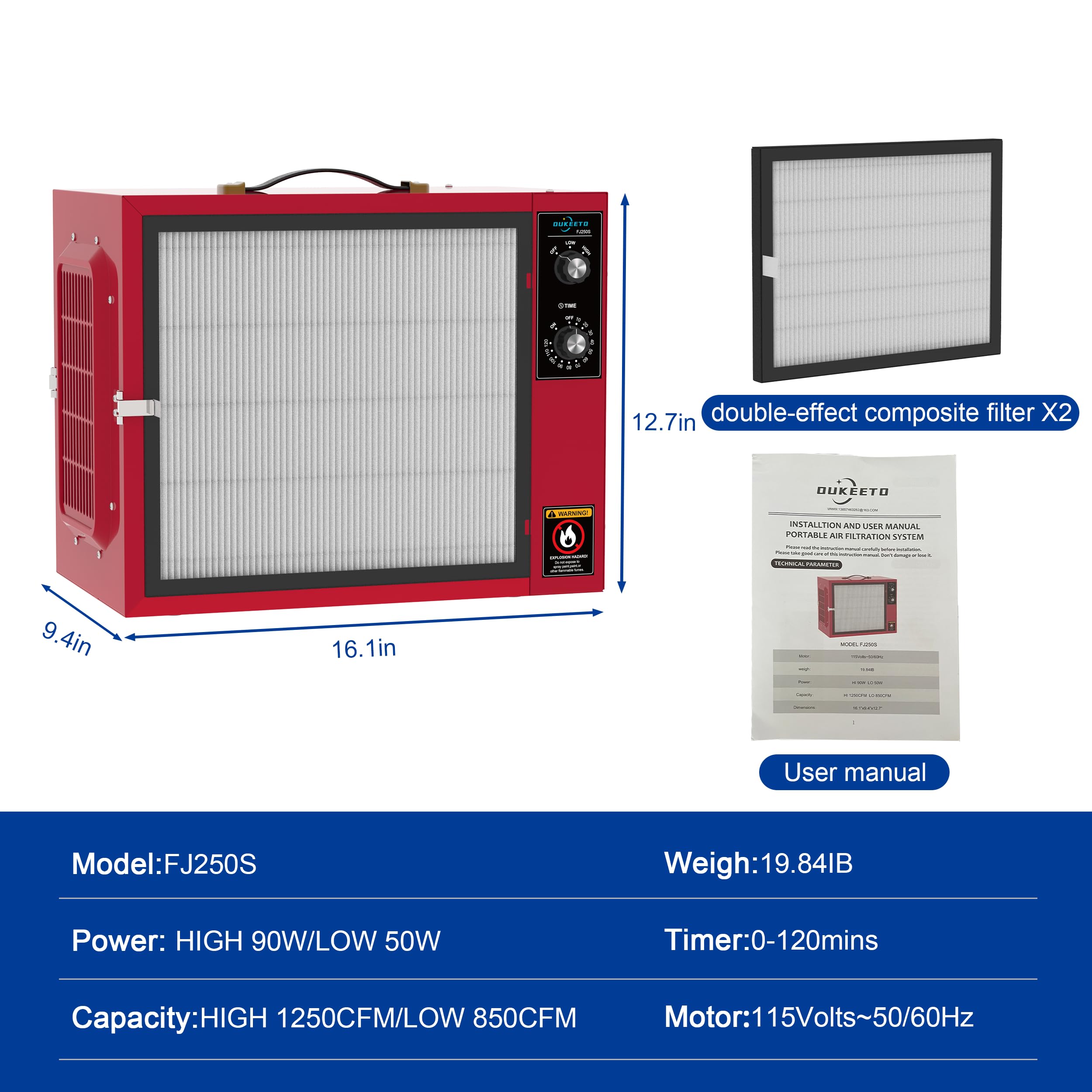 Mua OUKEETO Portable 2 Stage Intake Air Filtration System - Tabletop ...