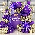Amazon.com: Purple and Gold Balloons Arch Kit, Dark Purple Gold ...