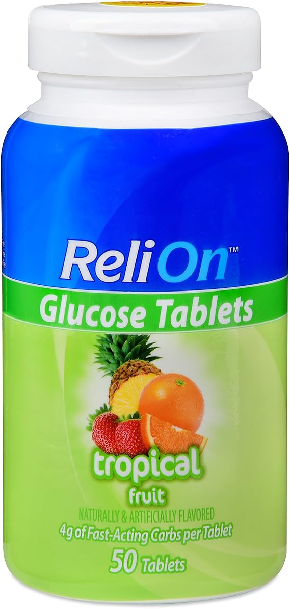 Amazon.com: Relion Glucose Tablets - Tropical Fruit Flavor - 50 counts ...