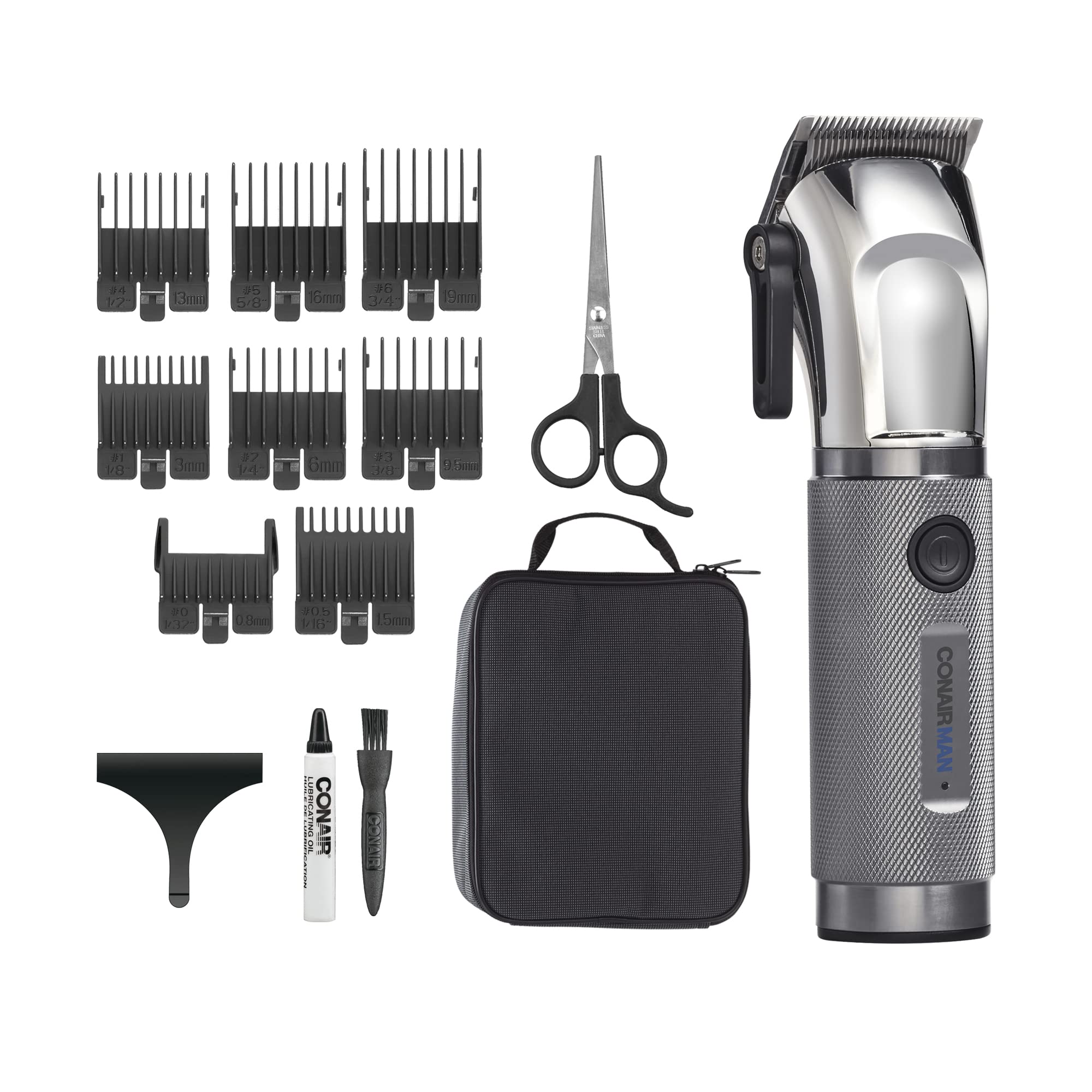 ConairMAN Close-Cut, Cordless Precision Hair Clipper and Trimmer Set, 8 ...