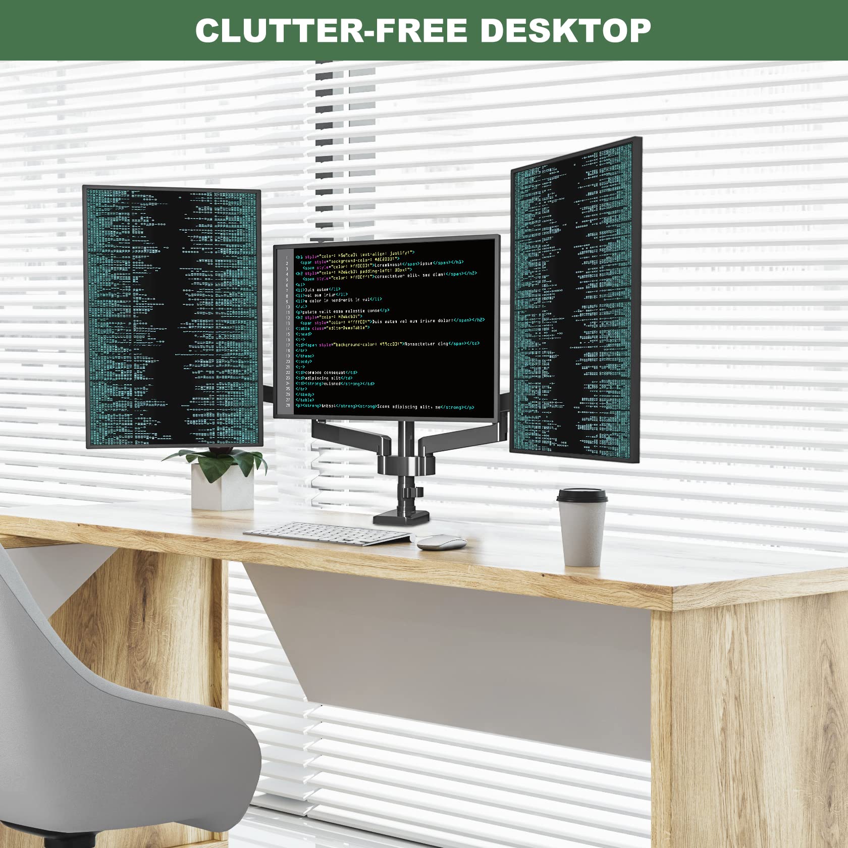 Mua Triple Monitor Desk Mount for Three Flat/Curved Computer Screens up ...