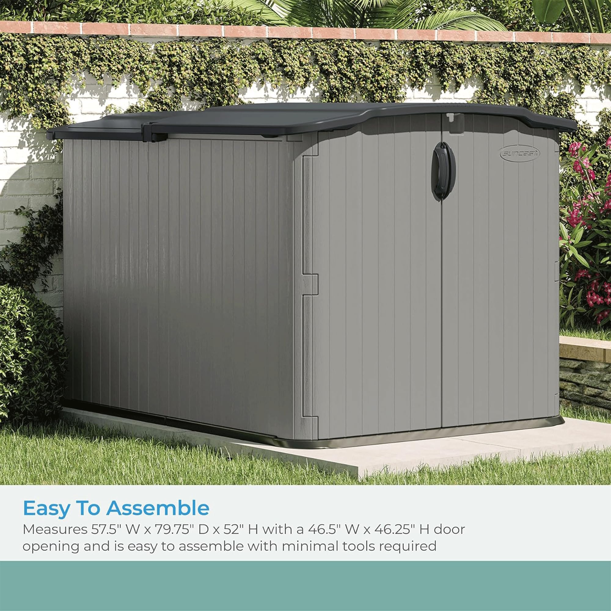 Suncast Glidetop Horizontal Outdoor Storage Shed With Pad-Lockable ...