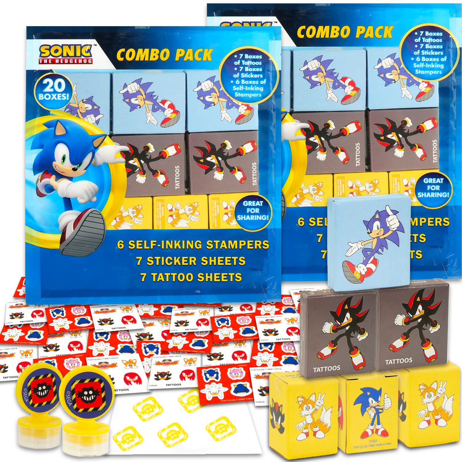Sonic the Hedgehog Holiday Gift Exchange Set - Bundle with 40 Sonic ...