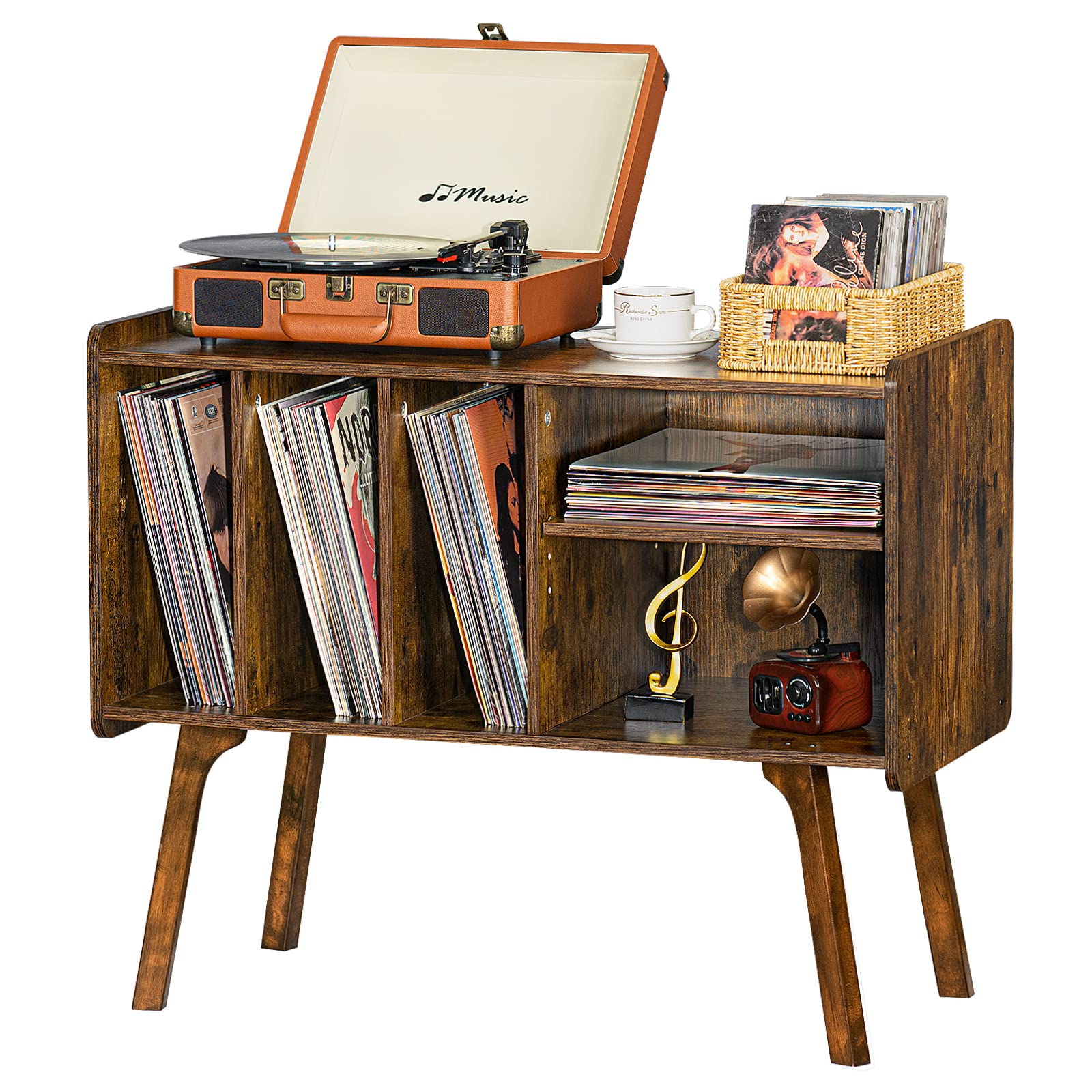 Mua Lerliuo Record Player Stand with 4 Cabinet Holds Up to 220 Albums ...