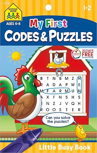 School Zone - My First Codes & Puzzles Workbook - Ages 6 to 8, 1st Grade, 2nd Grade, Activity ...