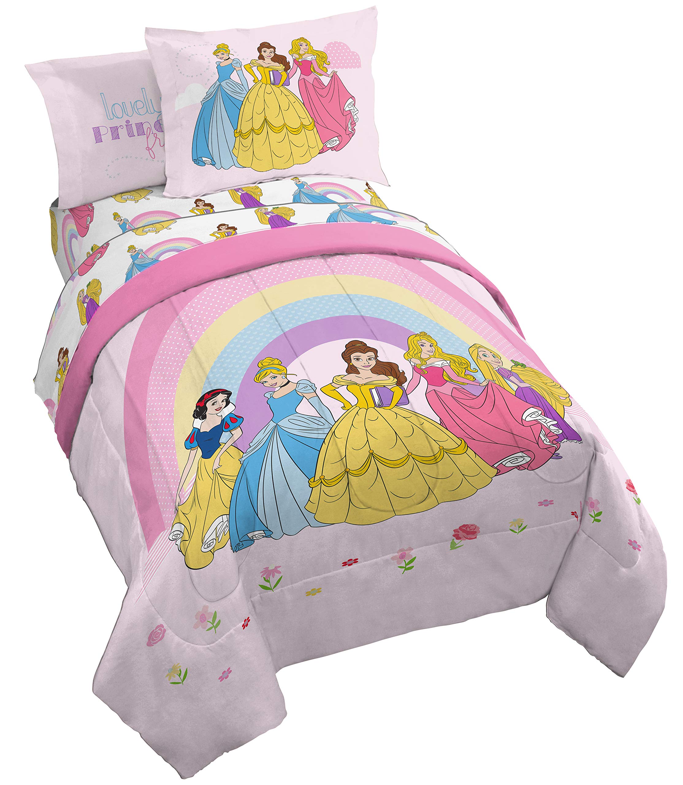 Jay Franco Disney Princess Rainbow 7 Piece Full Bed Set - Includes ...