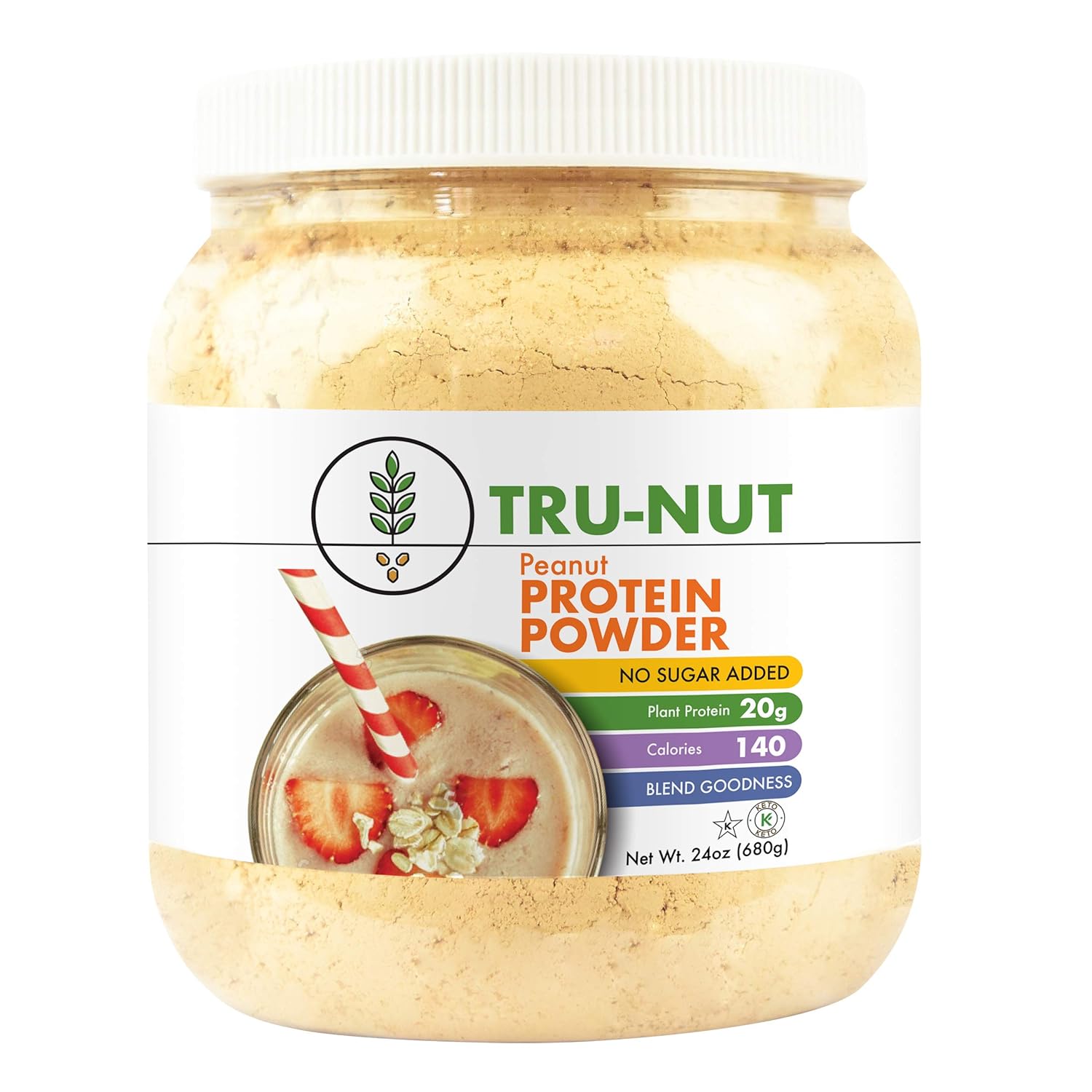 Tru-Nut Almond Protein Powder (15 Servings, 16oz Jar) - 17g Plant ...