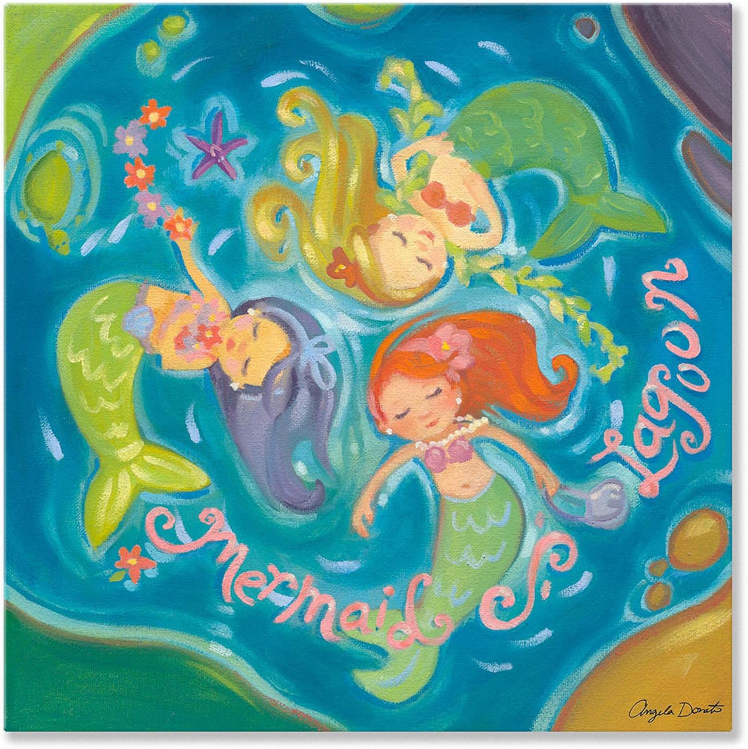 Amazon.com: Oopsy Daisy Mermaid Lagoon Stretched Canvas Wall Art by ...