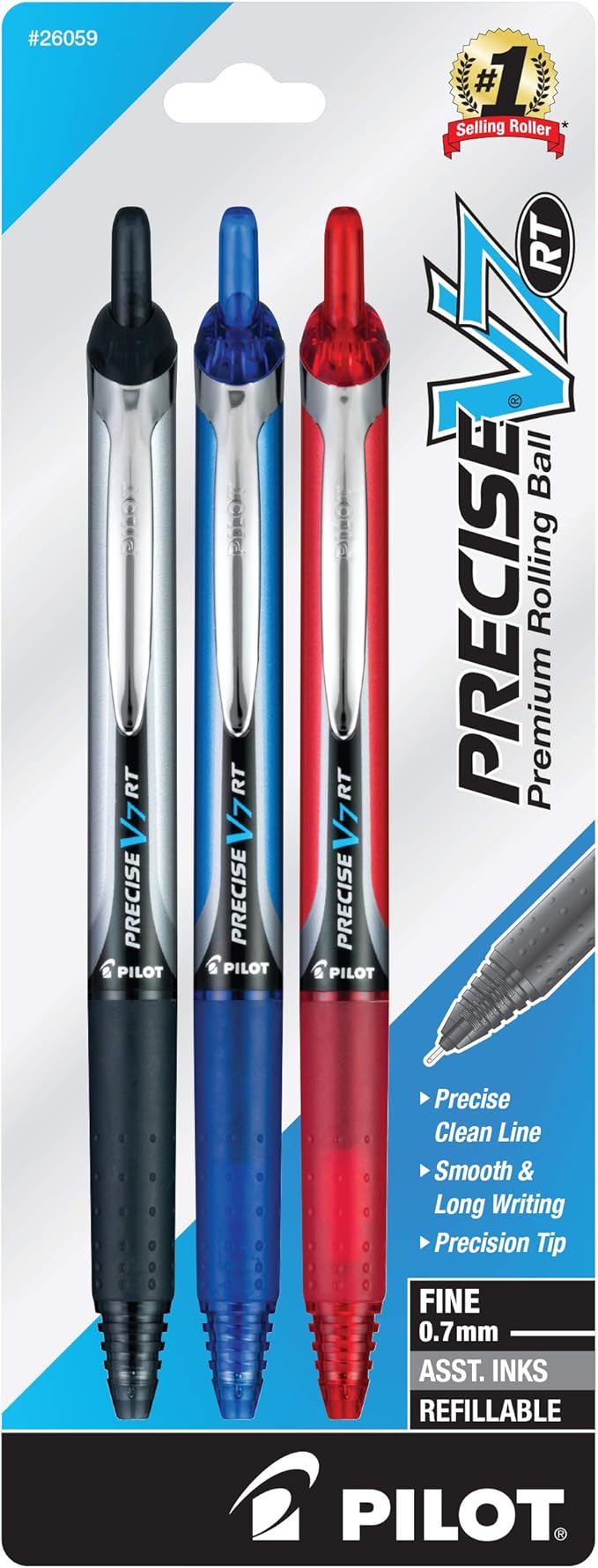 Pilot Precise V7 RT Retractable Rolling Ball Pens, Fine Point, 3-Pack ...