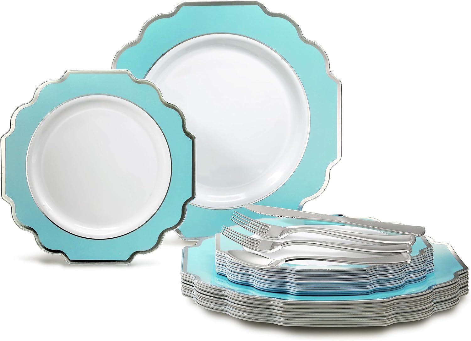 Amazon.com: " OCCASIONS" 150pcs set (25 Guests)-Wedding Plastic Plates ...