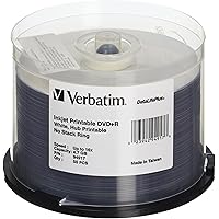 Amazon.com: Verbatim DVD+R 4.7GB 16X DataLifePlus White Inkjet Printable, Hub Printable - 50pk ...
