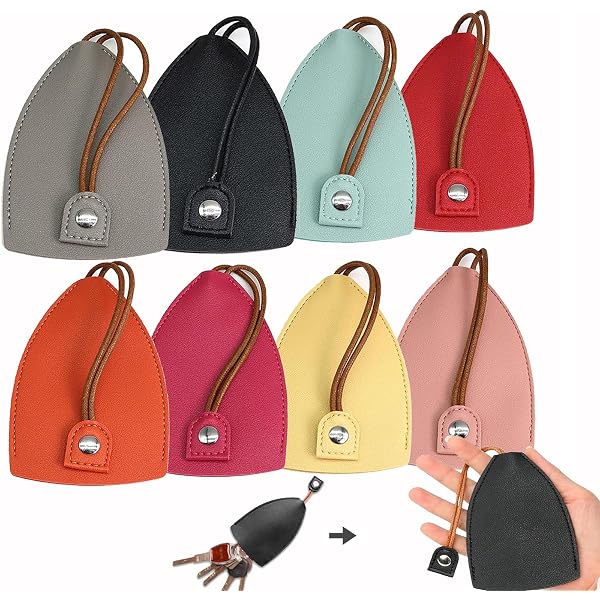 Car Key Pouch Sleeve PU Leather Car Key Case - Pull Out Key Fob Holder ...