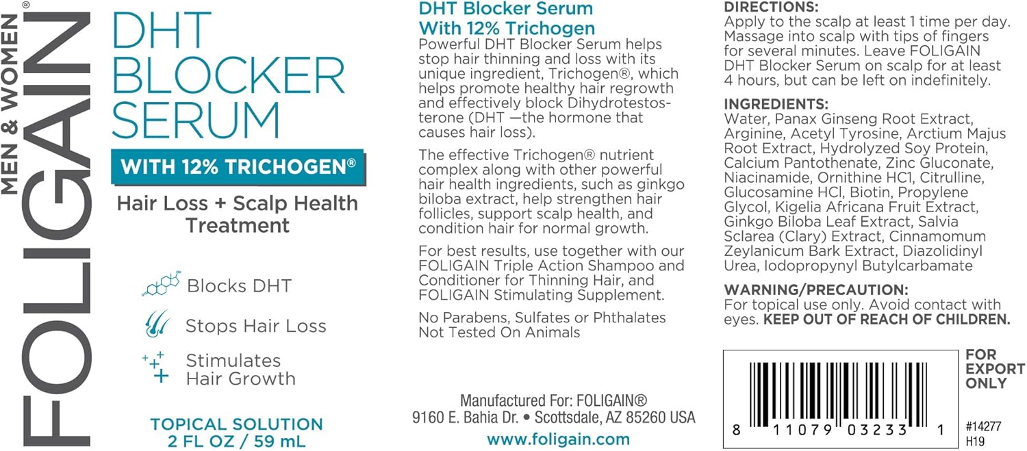 Foligain DHT Blocker Serum 60ml – Support Hair Regrowth And Blocks DHT ...